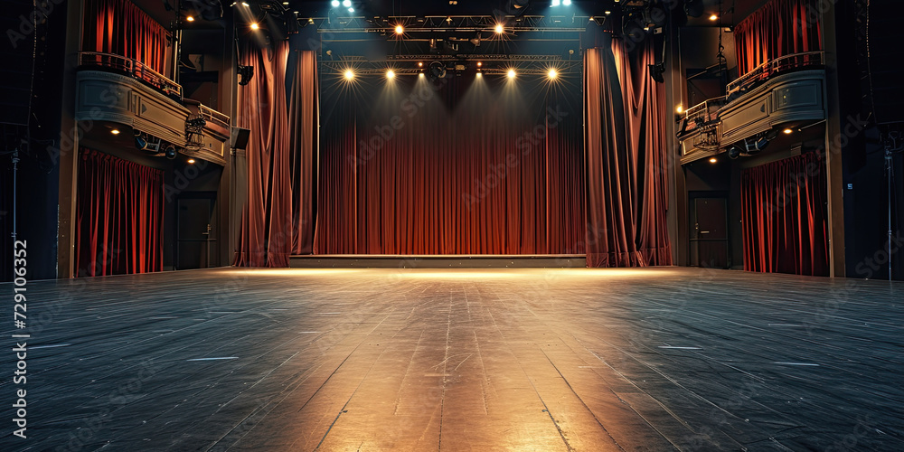 Empty blank stage performance space, showtime, lighting, theatre ...