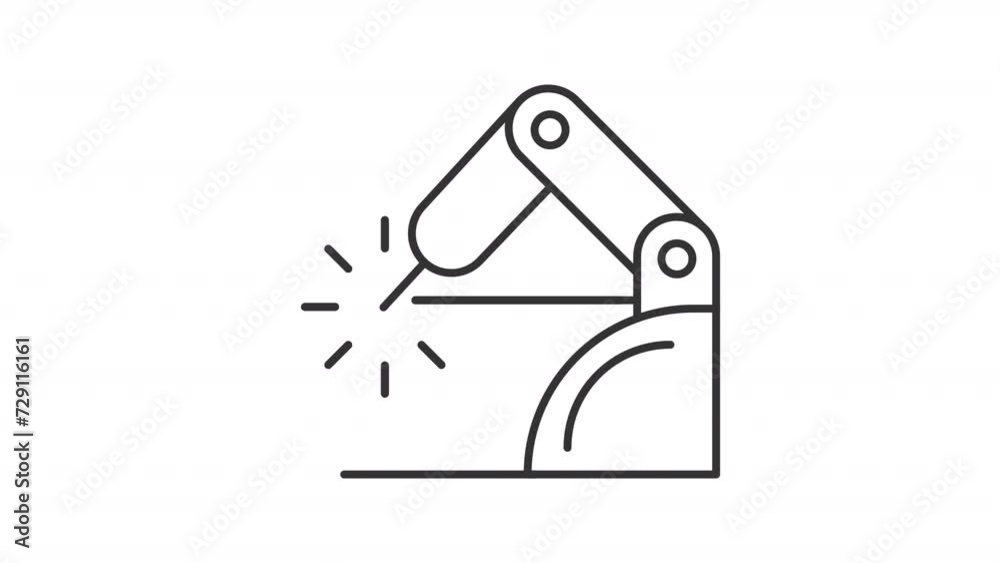 Animated robot welding icon. Industrial robotics line animation. Modern ...