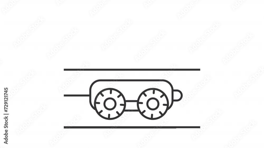 Animated pipe inspection robot icon. Automated construction line ...