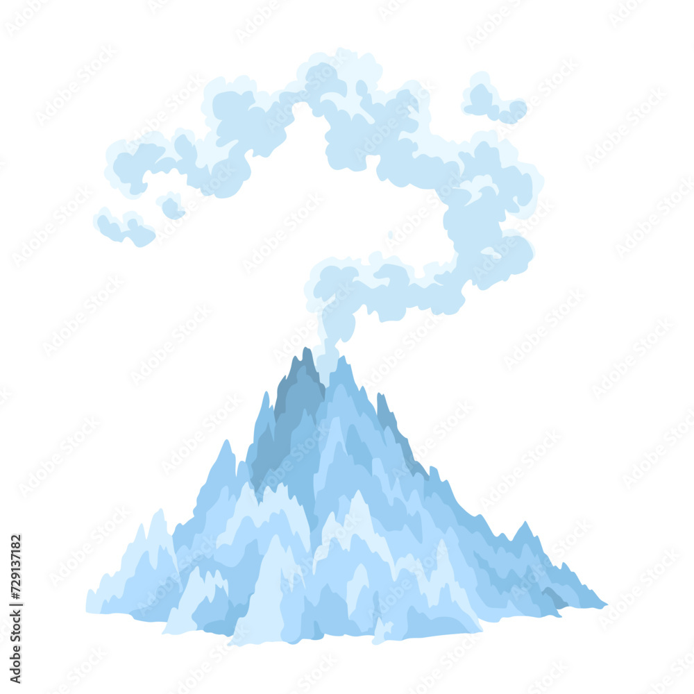Volcano icon. Magma nature blowing up with smoke. An awakened vulcan ...
