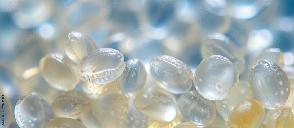 Microscopic image of rice starch grains stained with lugol, in ...