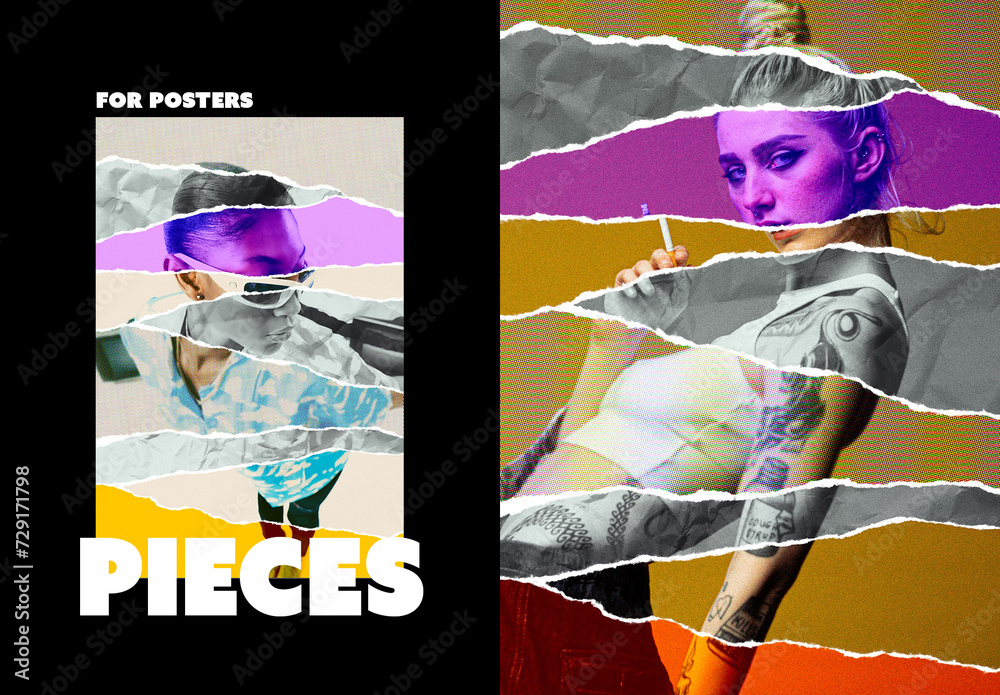 Torn And Ripped Paper Poster Photo Effect Mockup Stock Template | Adobe ...