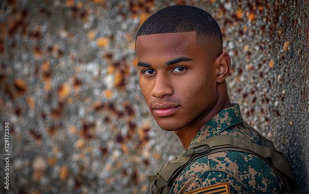 Young Man in Military Uniform Poses for a Picture Stock Photo | Adobe Stock