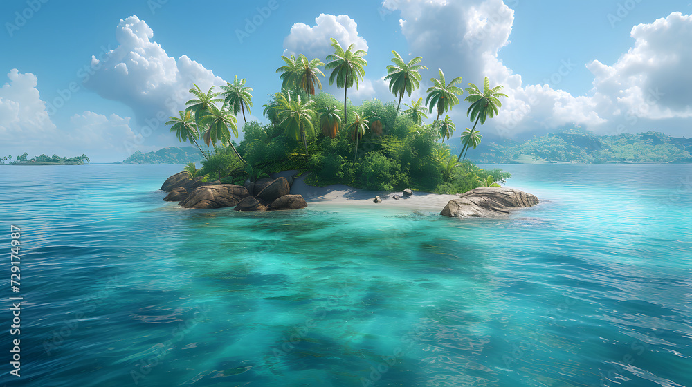 Aerial drone panorama picture of tropical paradise epic Island ...