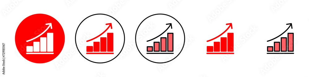 Growing graph Icon set illustration. Chart sign and symbol. diagram ...