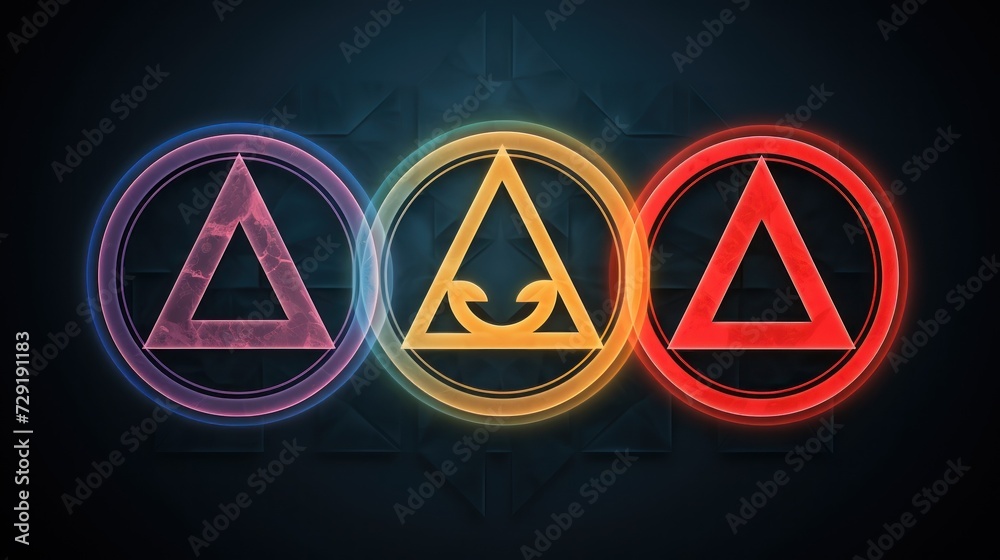 Three Different Types of Symbols in a Circle. Icons. Background ...