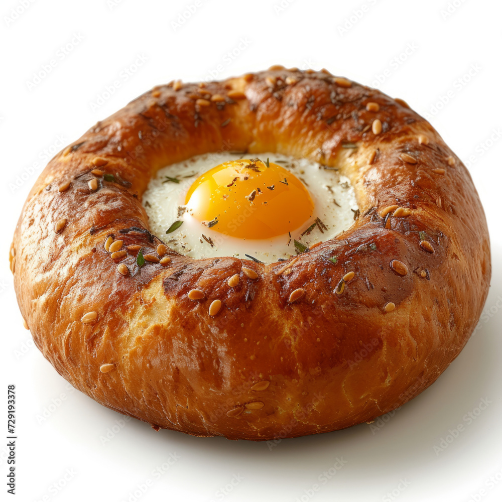 Portuguese Easter bread Folar da Pascoa with boiled egg, view at an ...