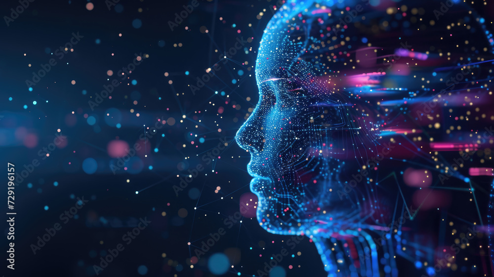 A mesmerizing 3D abstract representation of a futuristic digital mind ...
