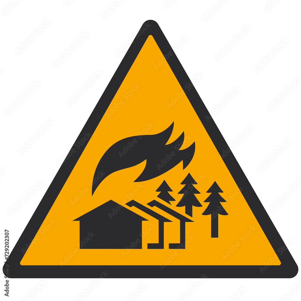 WARNING PICTOGRAM, WARNING; Large-scale fire zone ISO 7010 - W073 ...