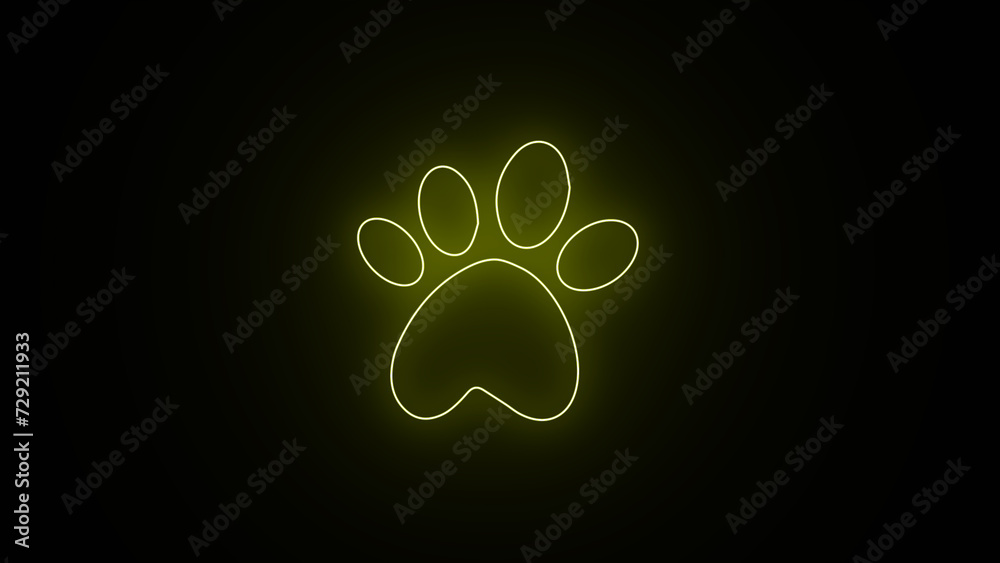Neon glowing footprints icon. neon Paw Print sign. Paw Prints. Logo ...