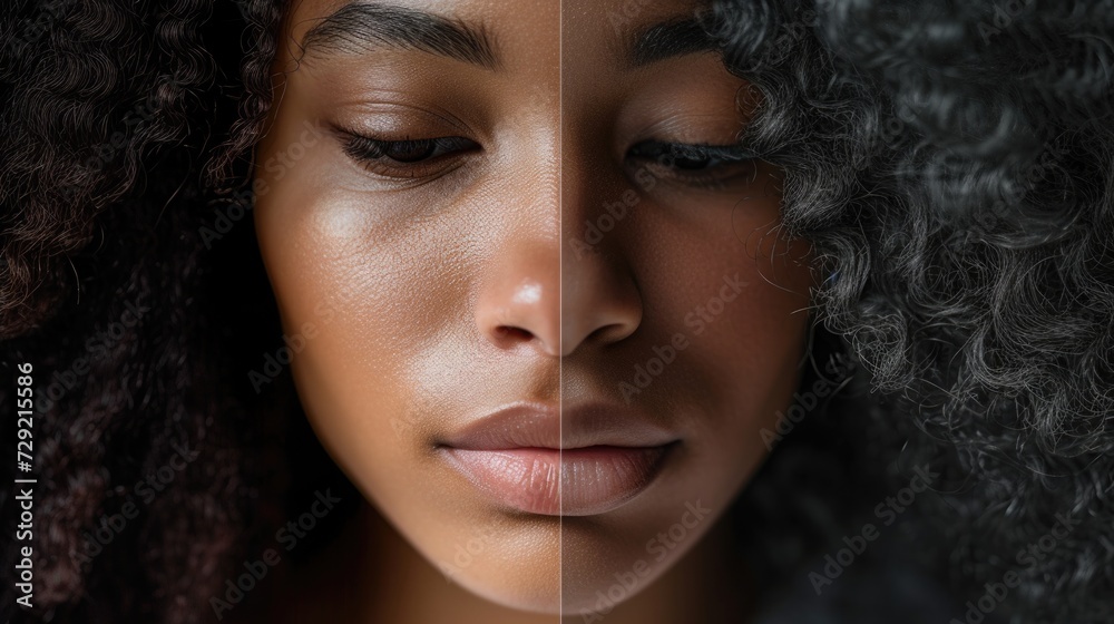 African hair before and after care: Left, natural and untouched; right ...