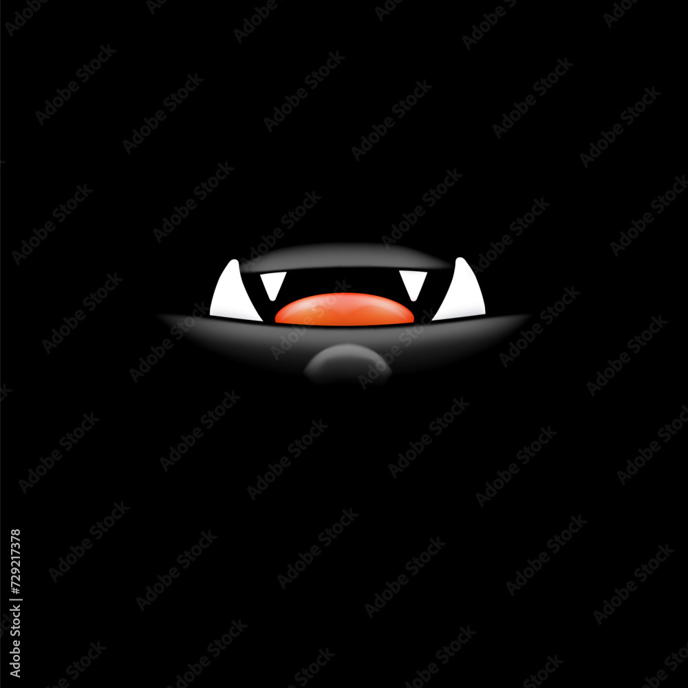 Vector Cartoon open mouth with fangs isolated on black background ...