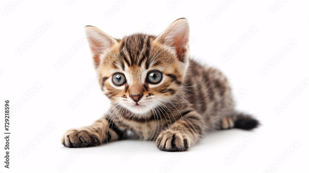 kitten isolated on white background with full depth of field and deep ...