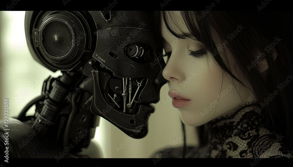 robot serial killer is murdering a beautif Stock Illustration | Adobe Stock