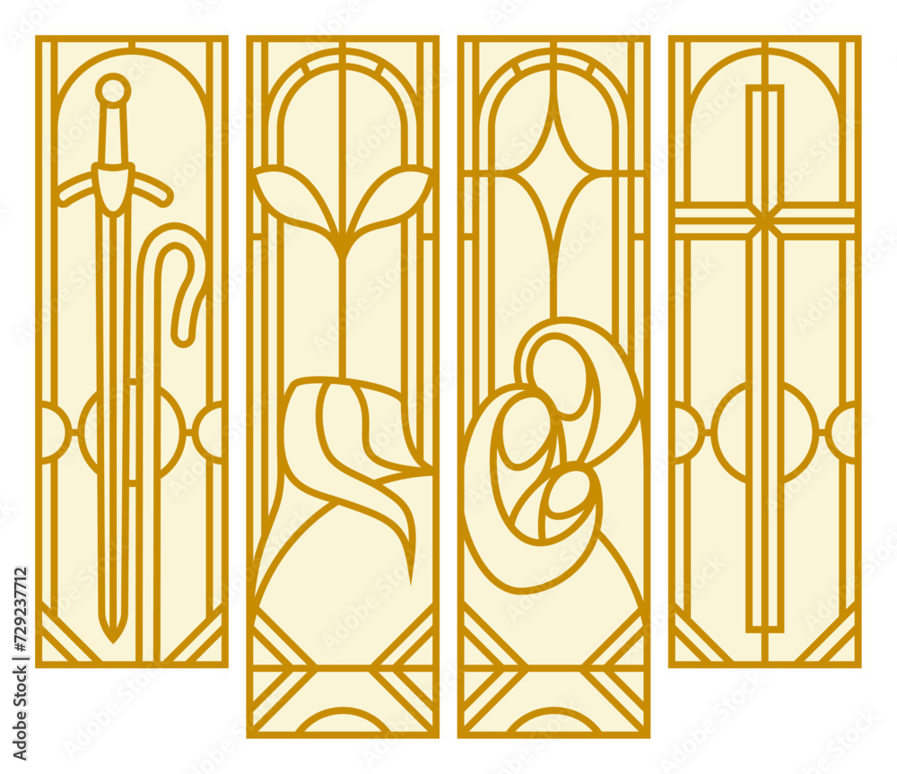 Illustrated stain glass window line art Stock Vector | Adobe Stock