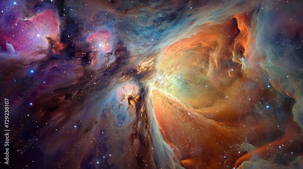 Conceptual image of the Orion Nebula , displaying its young stars and ...