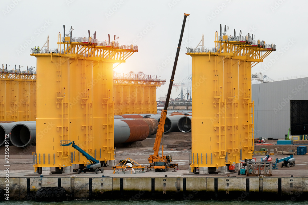 Offshore Wind Turbine Transition Pieces. Monopile Foundation. Wind Park ...