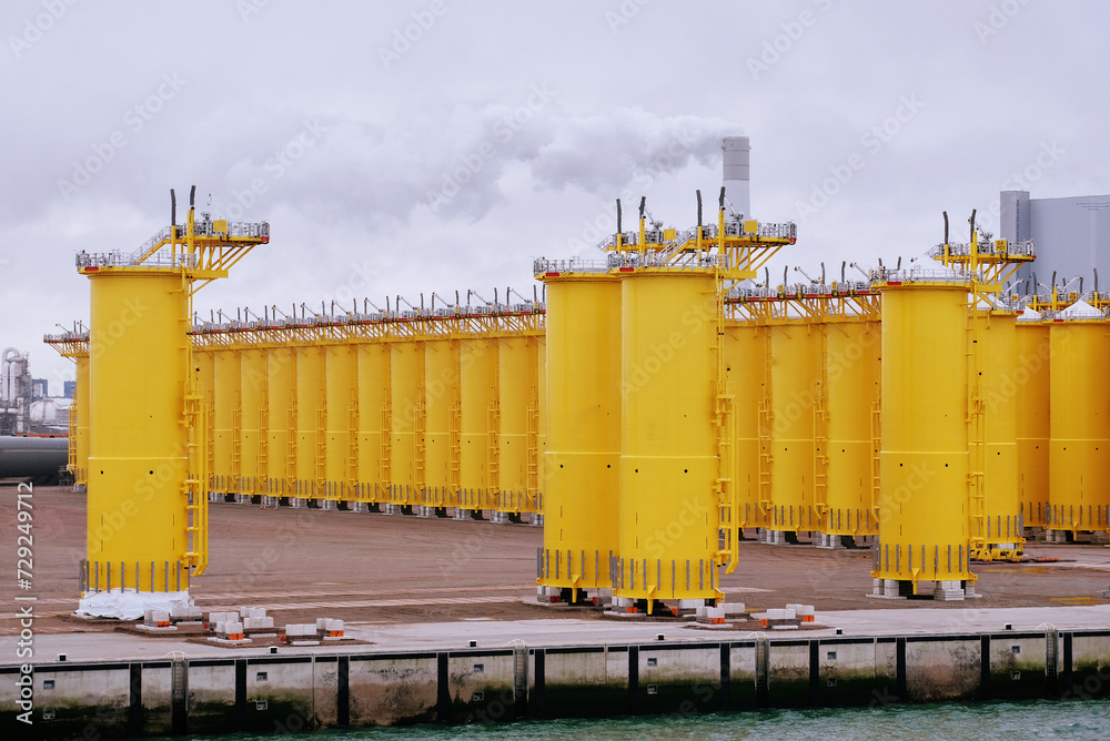 Offshore Wind Turbine Transition Pieces. Monopile Foundation. Wind Park ...