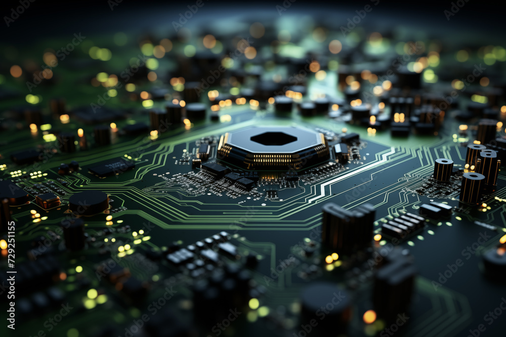 Electronic circuit board close up. Circuit board background. CPU chip on Motherboard. Abstract ...
