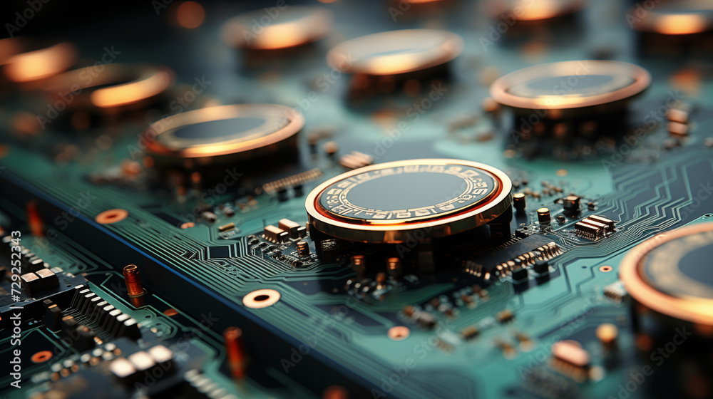 Electronic circuit board close up. CPU chip on Motherboard. Abstract 3D ...
