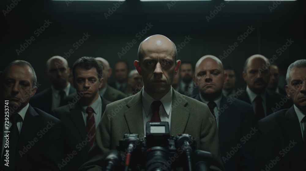 Journalist at a press conference, taking notes and asking questions ...