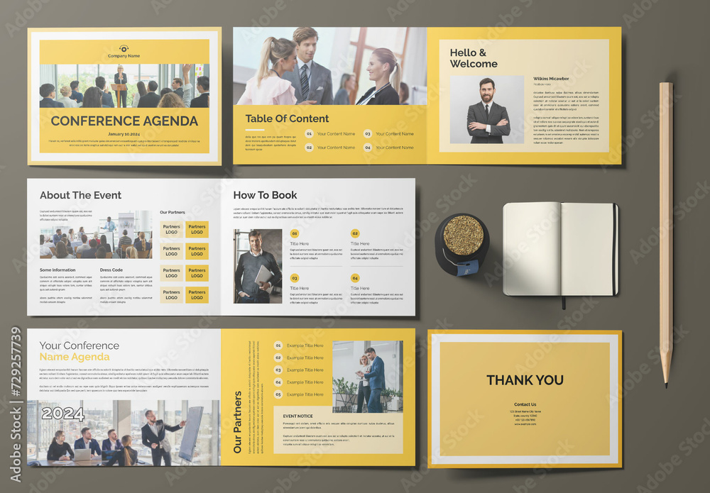 Conference Agenda Design Template Landscape Stock Template | Adobe Stock