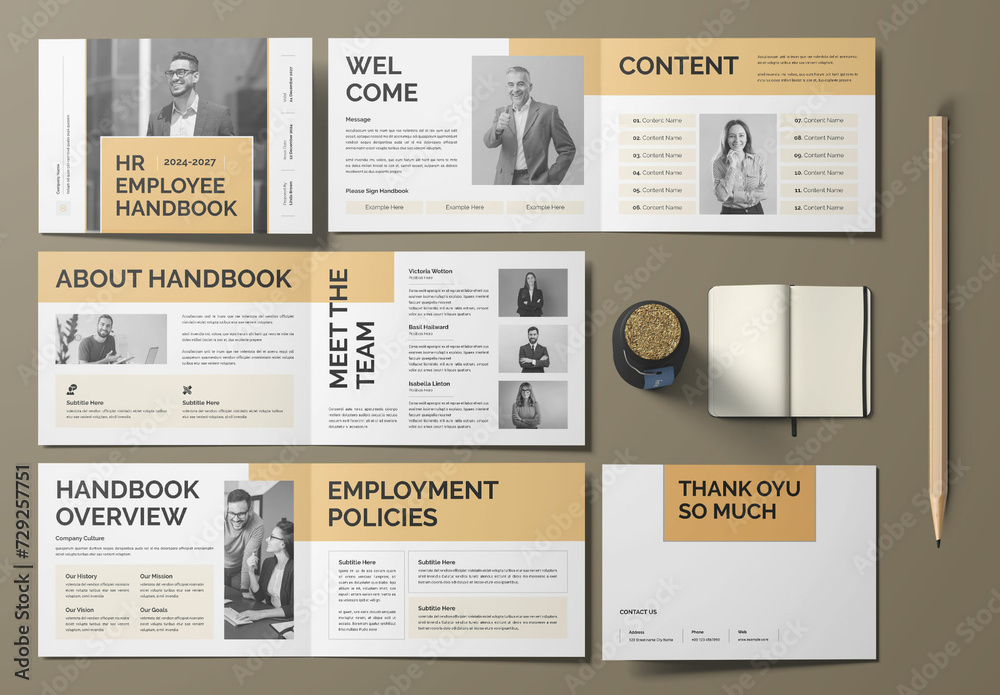 Employee Handbook Brochure Template Landscape Stock Template | Adobe Stock
