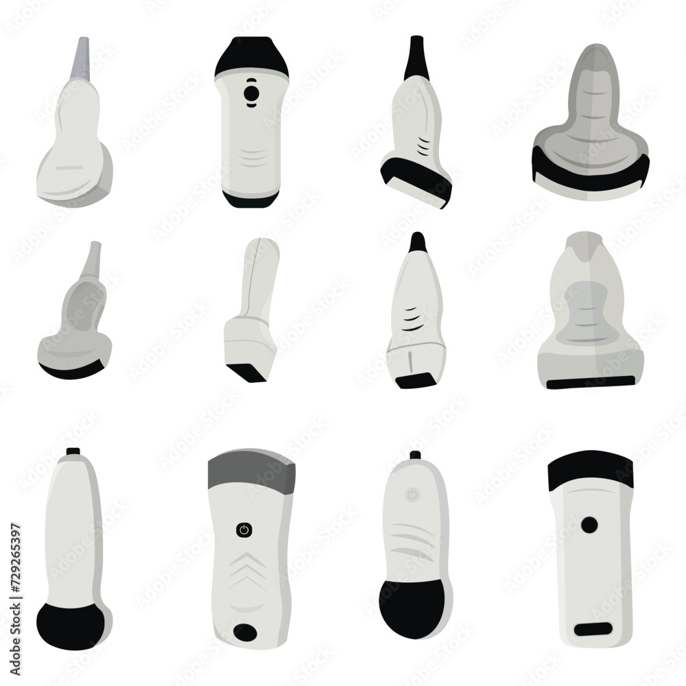 Ultrasound Probe Illustration Vector Clip Art Set, Ultrasound Medical ...