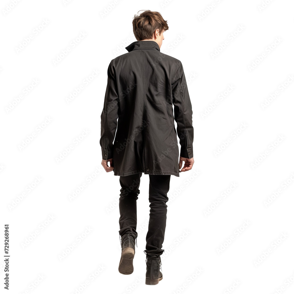 Back view of a young fashion man walking looking to his side Stock ...