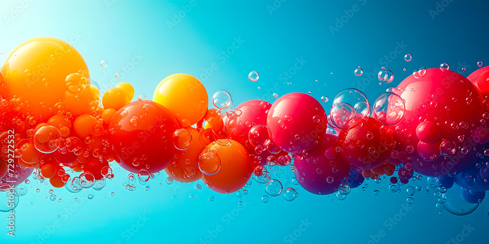 Abstract vivid colors wallpaper with floating jumping balls and spheres ...