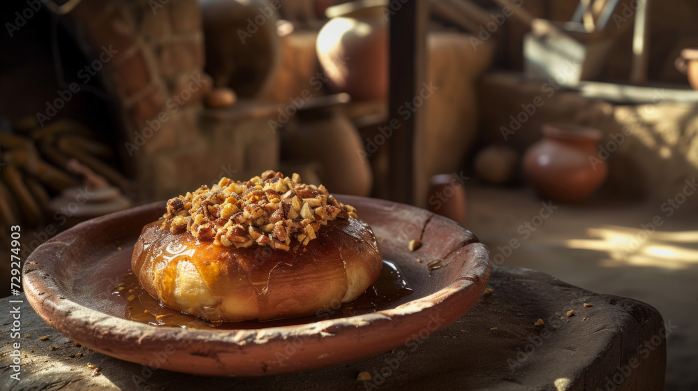 Ethiopian Dabo Easter bread is covered with honey glaze and a mixture ...