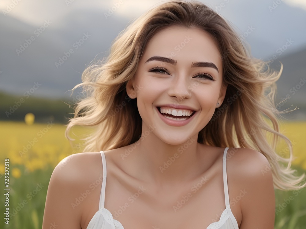 Radiant Smiles, Capturing Joyful Emotions in Beautiful Young Woman ...
