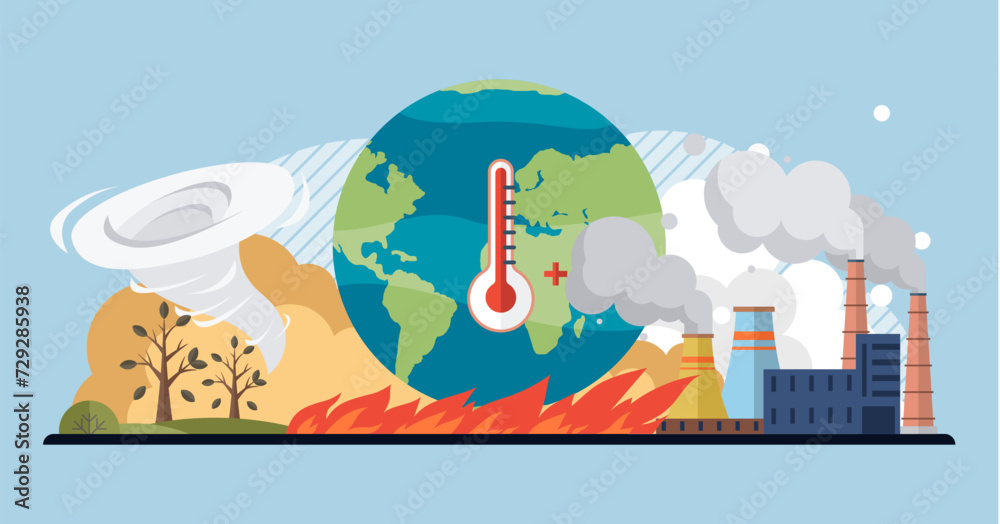 Global warming vector illustration. Global warming, unfolding drama ...