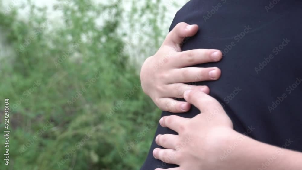 a boy hugs a girl with all the love, tenderness, relationships ...