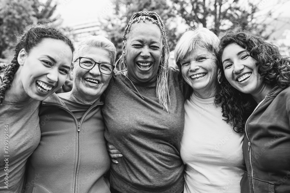 Happy multi generational women having fun together - Multiracial ...