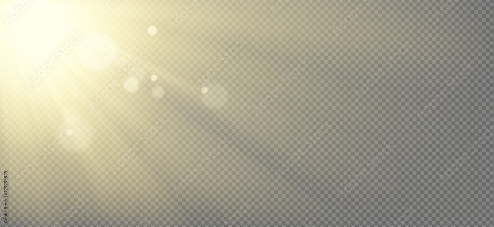 Transparent sun flash with spotlight. Sunlight special lens flare light ...