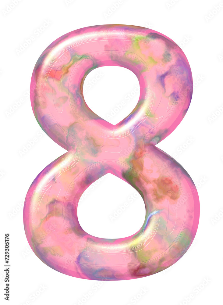 Number 8 in pearl pink color on png transparent background. Collection ...