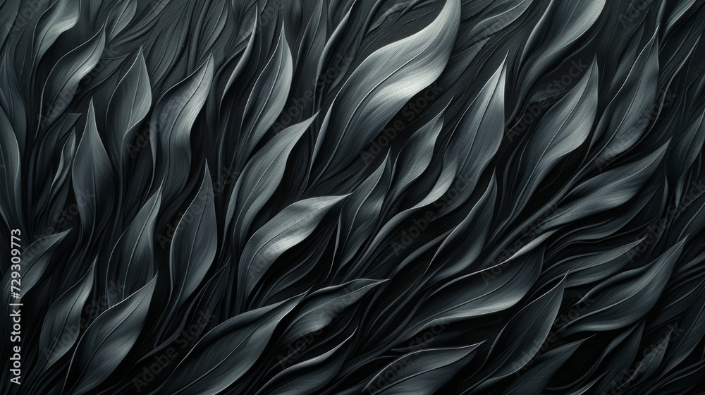 Black background. Thriving black grass with intricate and realistic ...