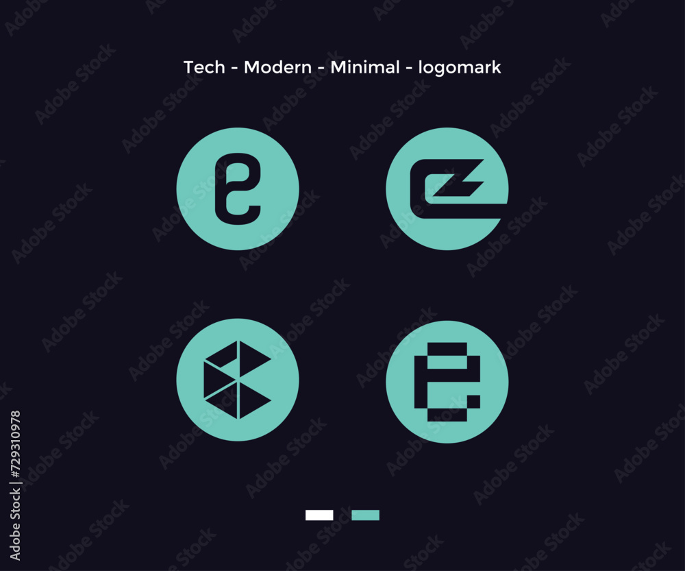 Modern minimalist tech logomarks of letter e - creative letter e icons ...