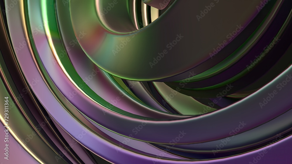 Poster Chrome Rainbow Reflective Wavy Metal Beveled Column Gentle Curve ...