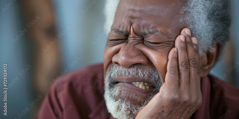 Foto de Senior man suffers acute toothache, periodontal disease ...