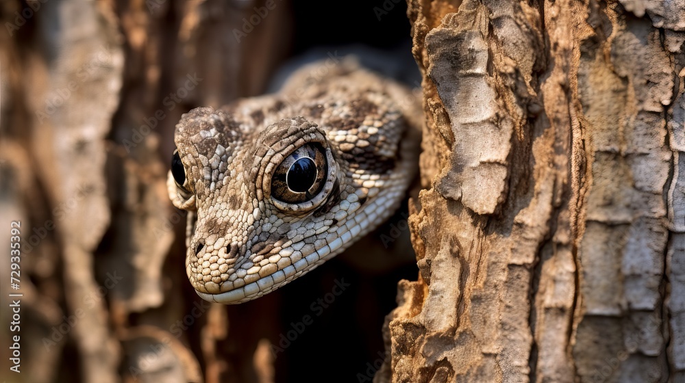 A close-up view of a tarentola mauritanica, commonly known as a common ...
