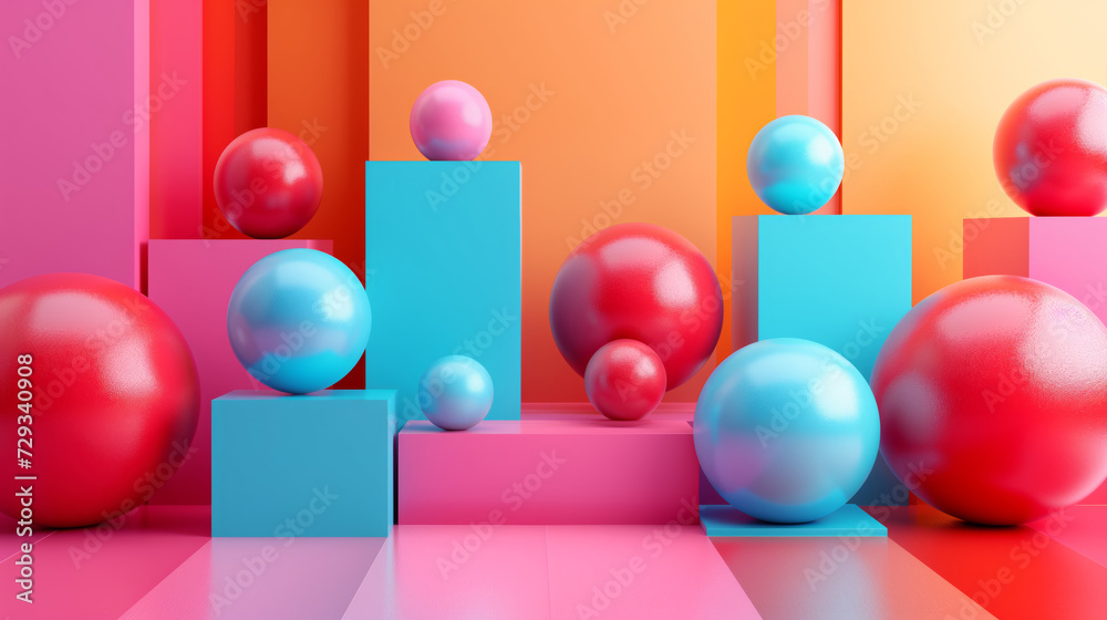 Fondo render con objetos geométricos multicolor foto de Stock | Adobe Stock