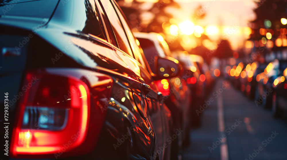 Car parked at outdoor parking lot. Used car for sale and rental service ...