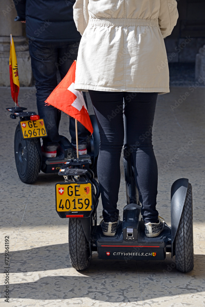 Geneva, Switzerland, Europe - sightseeing on Segway, two-wheeled, self ...