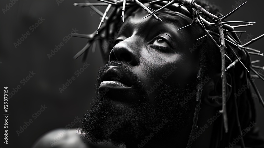 Sacred Savior: Witness the powerful black and white close-up portrait ...