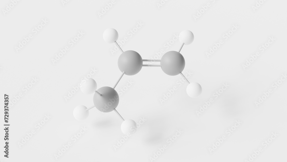polypropylene molecule 3d, molecular structure, ball and stick model ...