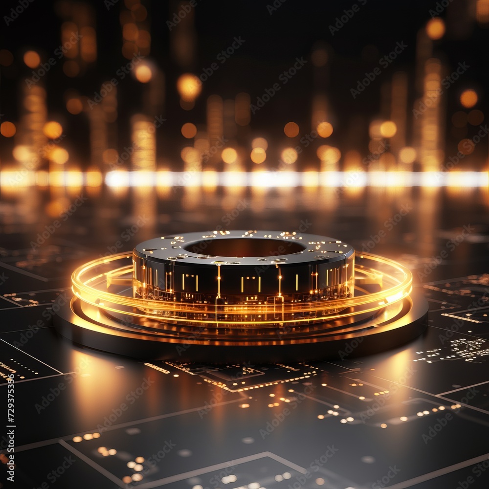 Awe-inspiring futuristic quantum supercomputer with glowing core ...