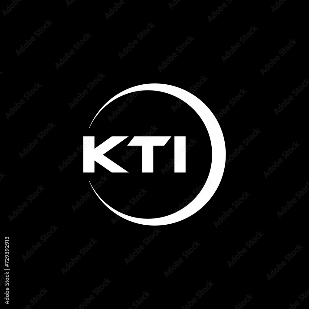 KTI letter logo design with black background in illustrator, cube logo ...