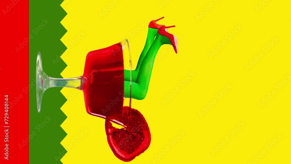 Female legs in green tights and reds heels sticking out alcohol ...